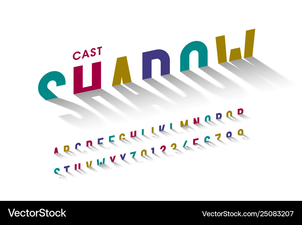 Cast shadow font Royalty Free Vector Image - VectorStock