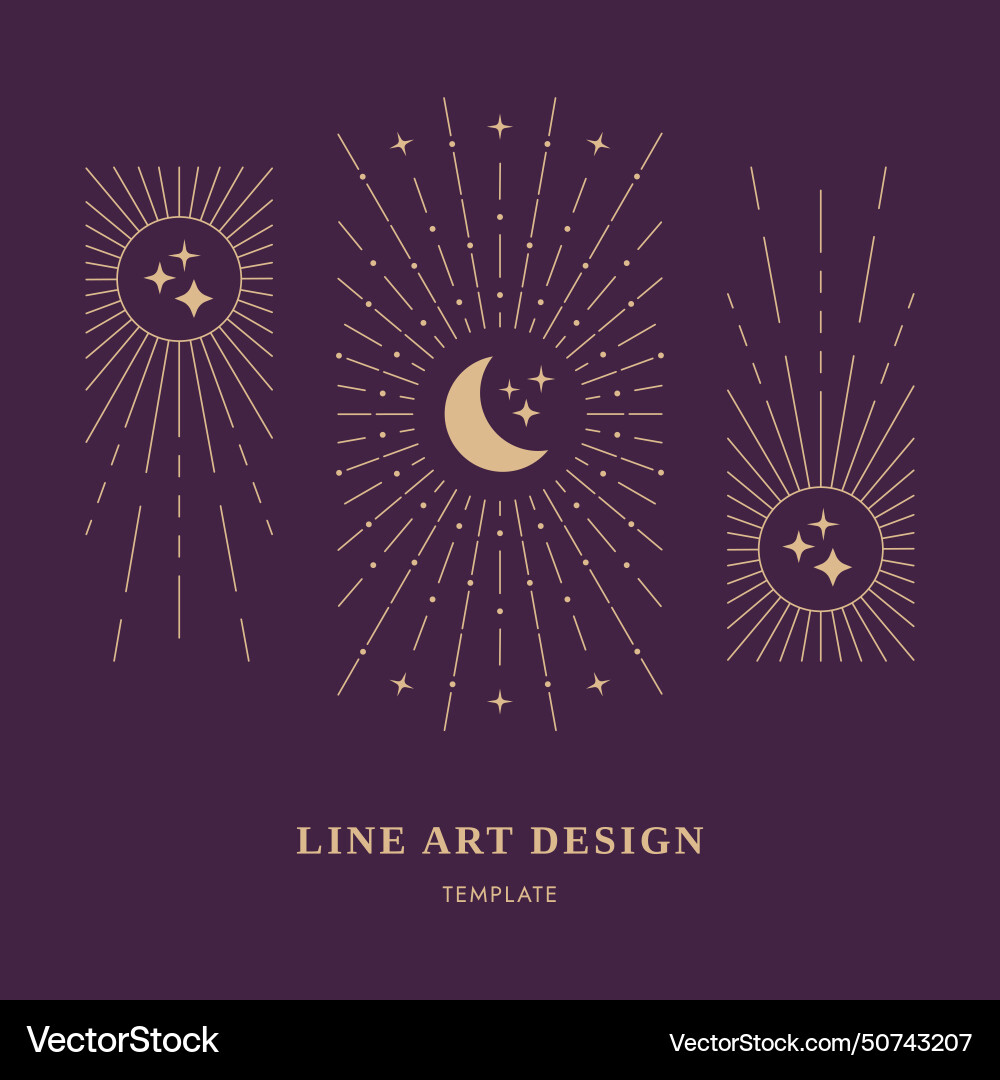 Celestial design card moon sun rays stars Vector Image