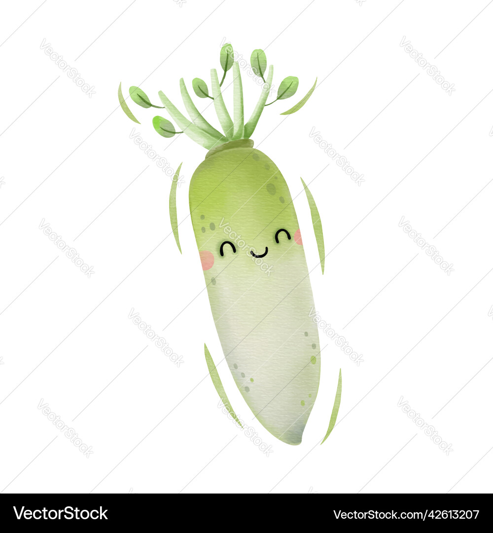 Daikon cartoon character Royalty Free Vector Image