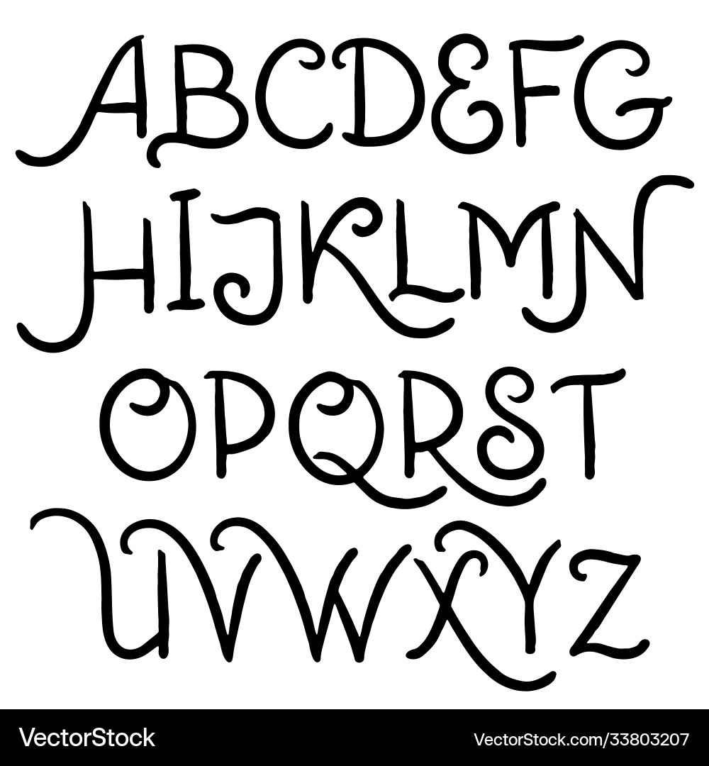 Decorative hand drawn letters Royalty Free Vector Image