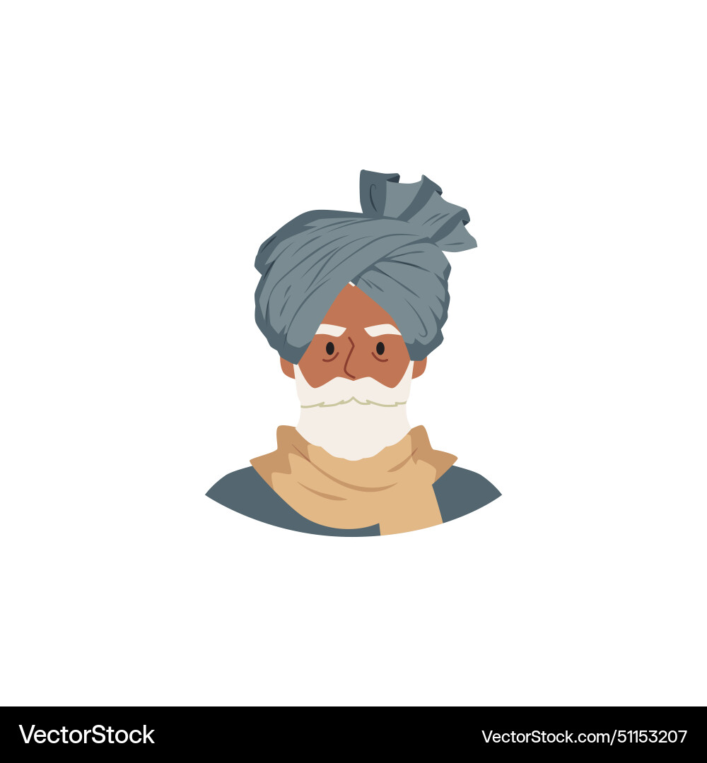 Elderly man wearing a traditional turban Vector Image