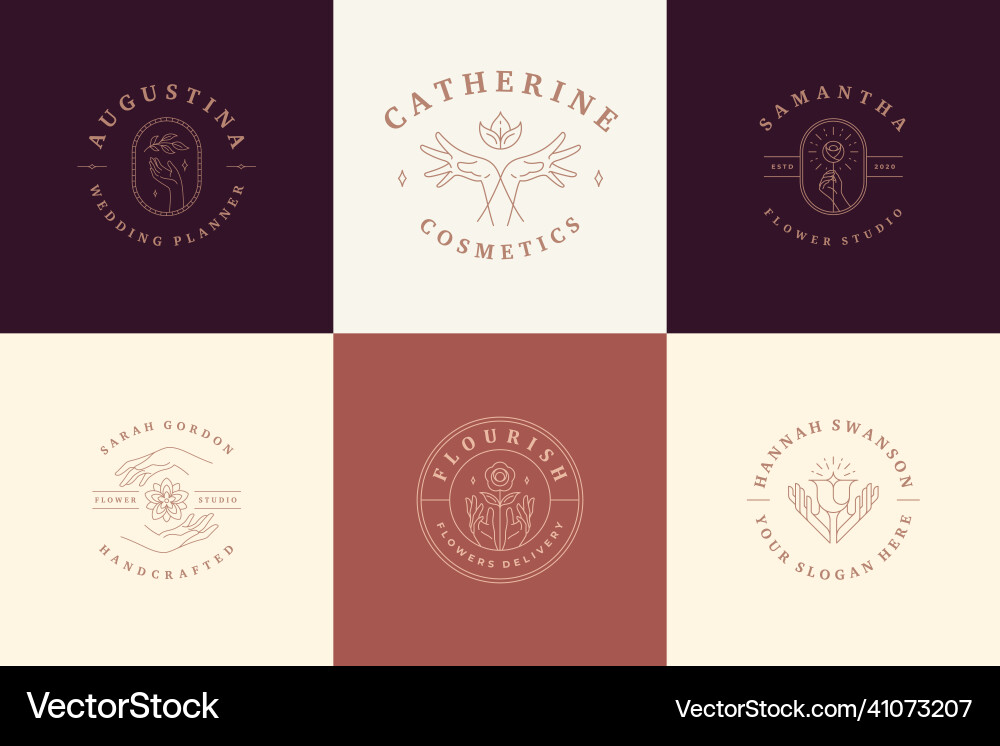 Feminine logos emblems design templates set Vector Image