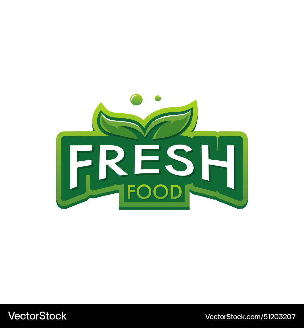 Fresh Food Logo - Leaf & Stem Royalty Free Vector Image