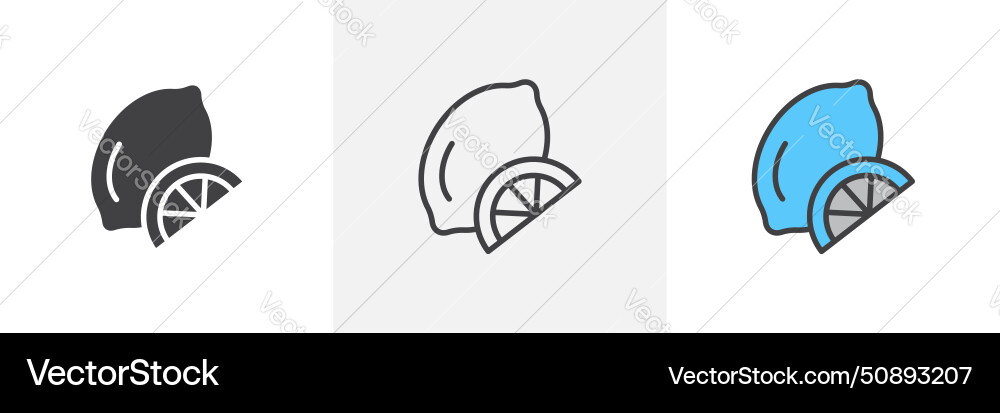 Lemon icon set slice citrus symbol Royalty Free Vector Image