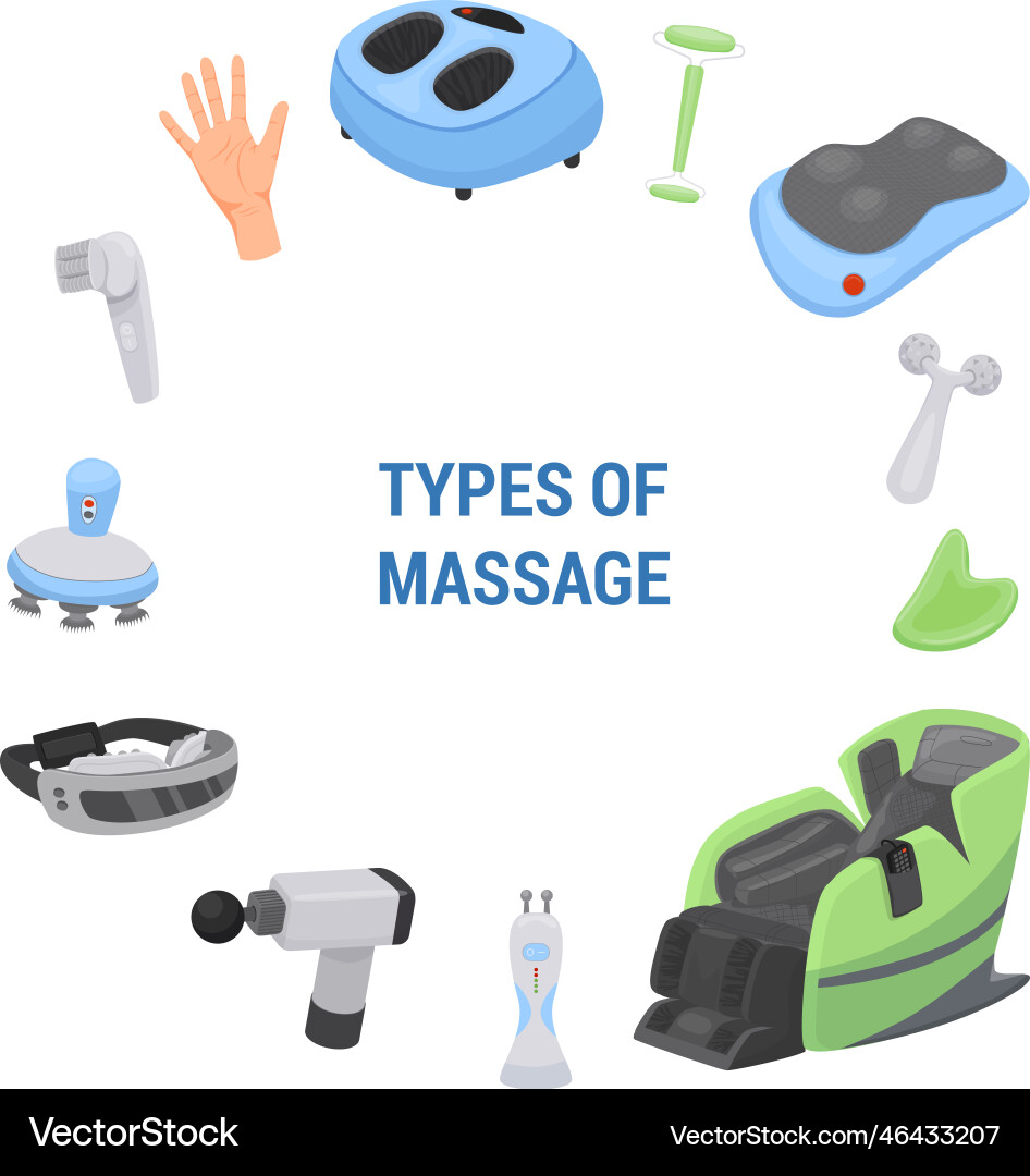 Massage tools infographic set Royalty Free Vector Image