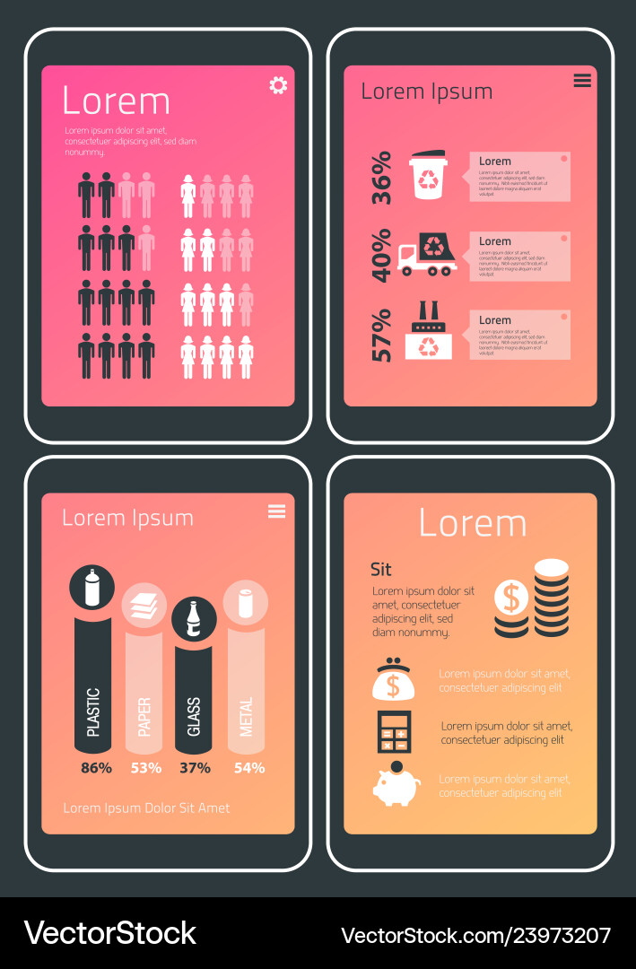 Mobile app ui chart and diagram screens mockup kit