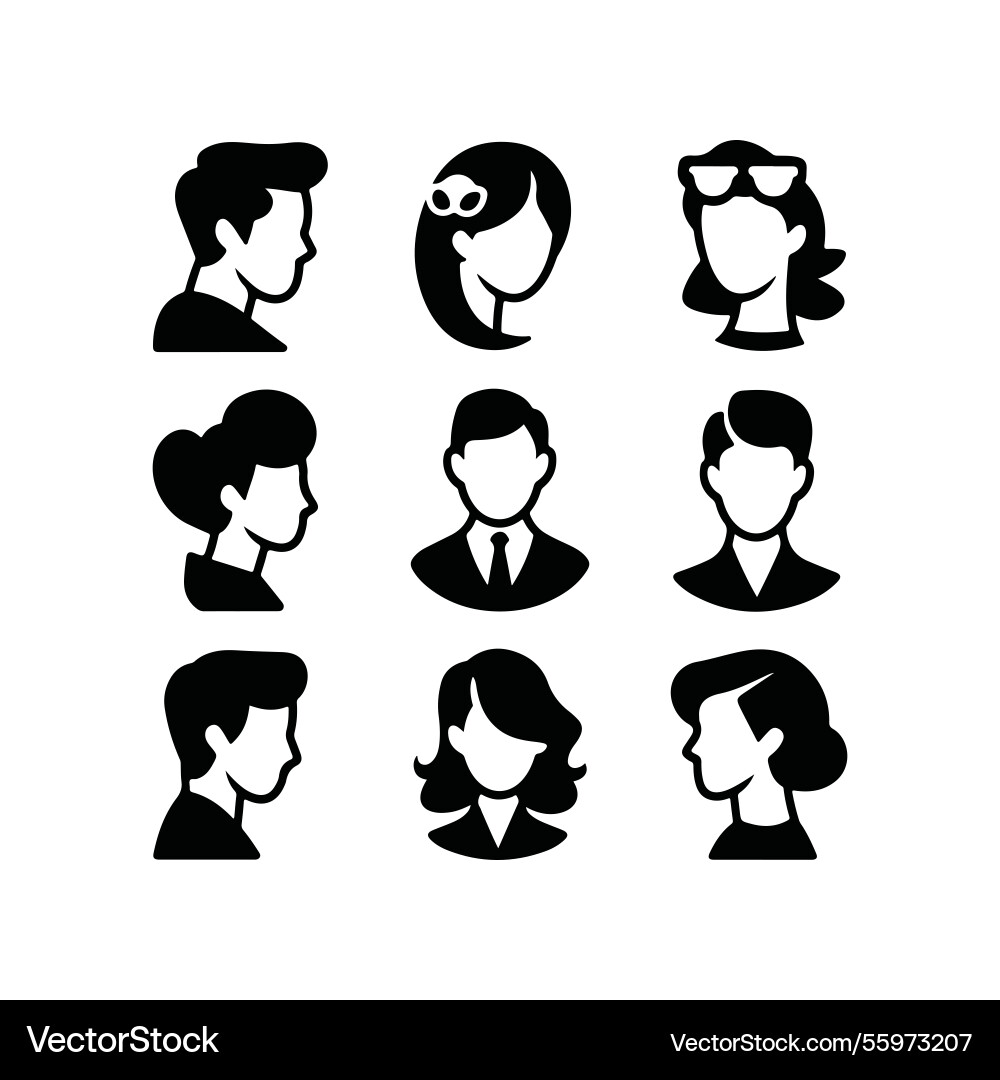 People group icon set team people user profile s Vector Image