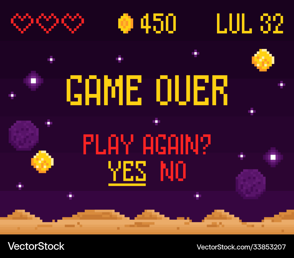 Retro game over composition Royalty Free Vector Image