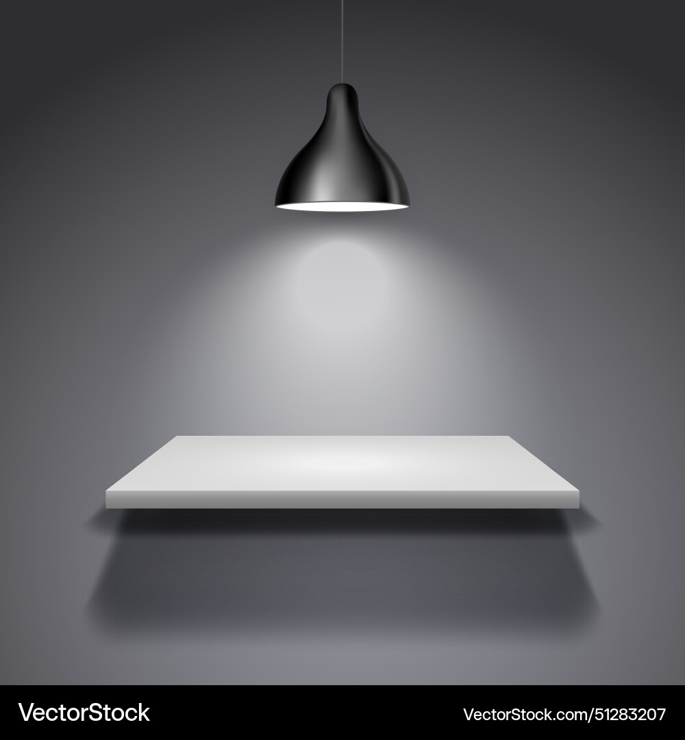 Spotlight shelf on wall background design Vector Image