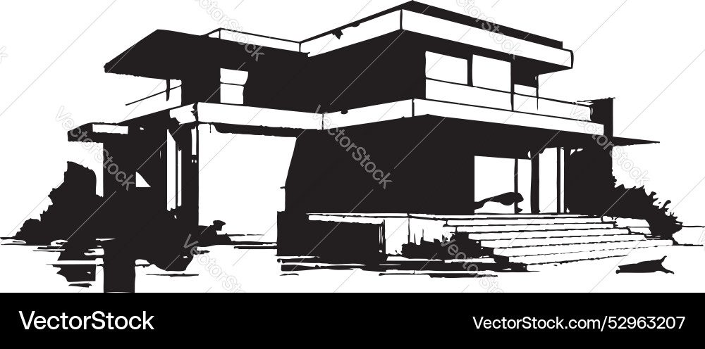 Symmetrical dwelling sketch duplex house design Vector Image