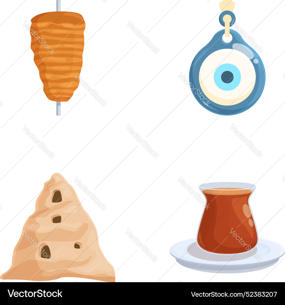 Turkish culture icons set Royalty Free Vector Image