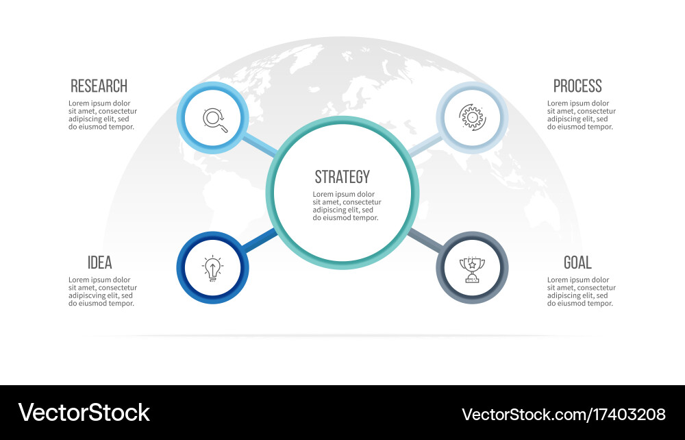 Business infographic organization chart with 4 Vector Image