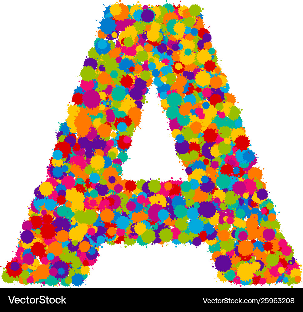 Colorful paint splashes font letter Royalty Free Vector