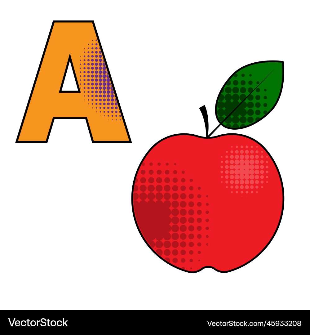 Letter a alphabet apple Royalty Free Vector Image