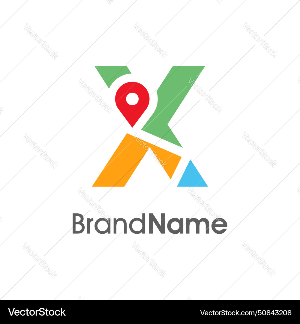 Modern initial x maps location logo Royalty Free Vector