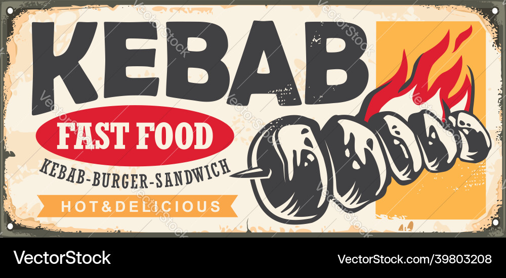 Retro Kebab Sign - Fire & Grill Royalty Free Vector