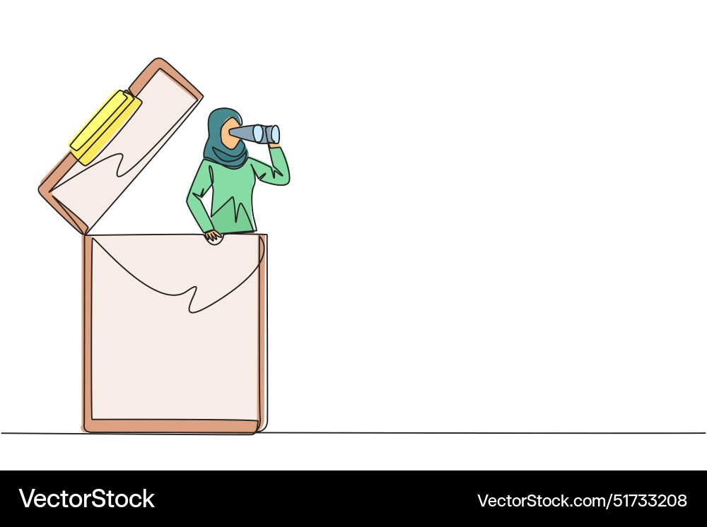 Single continuous line drawing arab businesswoman Vector Image