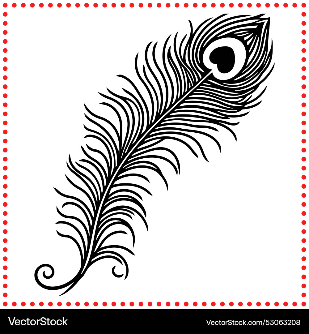 Stylized peacock feather silhouette perfect Vector Image