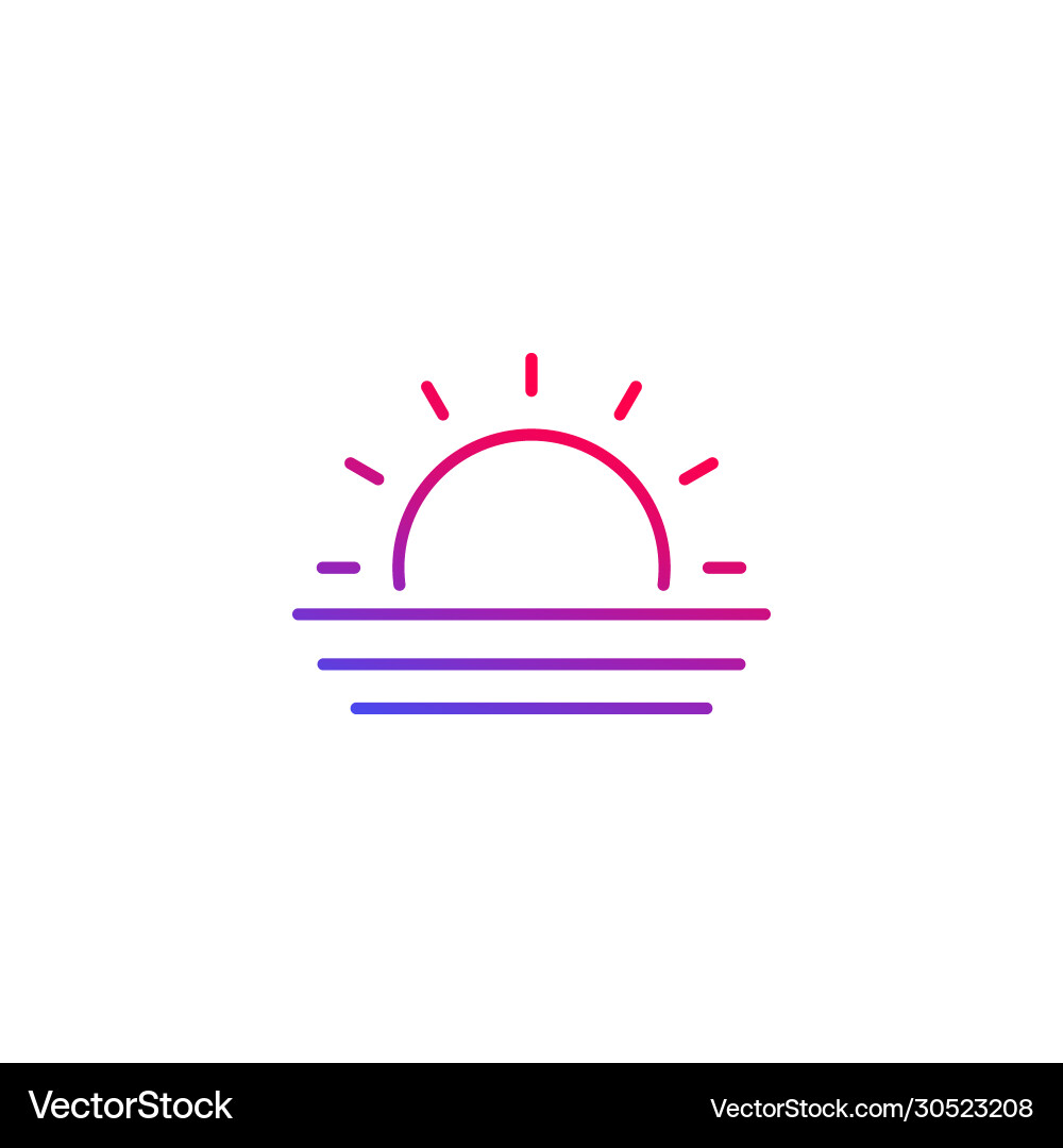 Sunset Icon - Golden Rays Royalty Free Vector Image