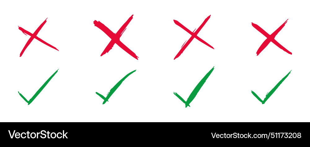 Tick check mark and cross-mark 1 Royalty Free Vector Image