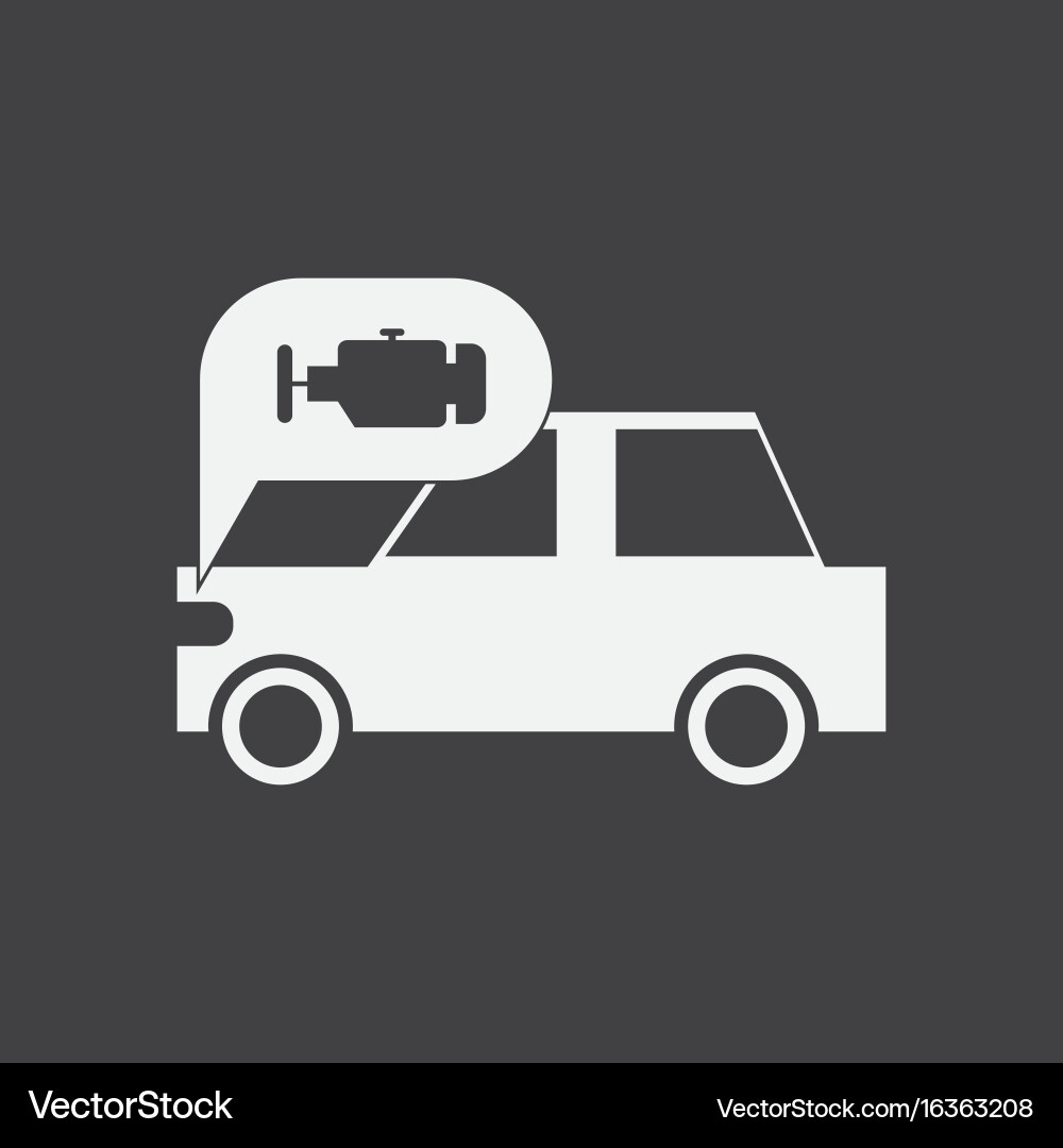 White icon on black background car and engine Vector Image