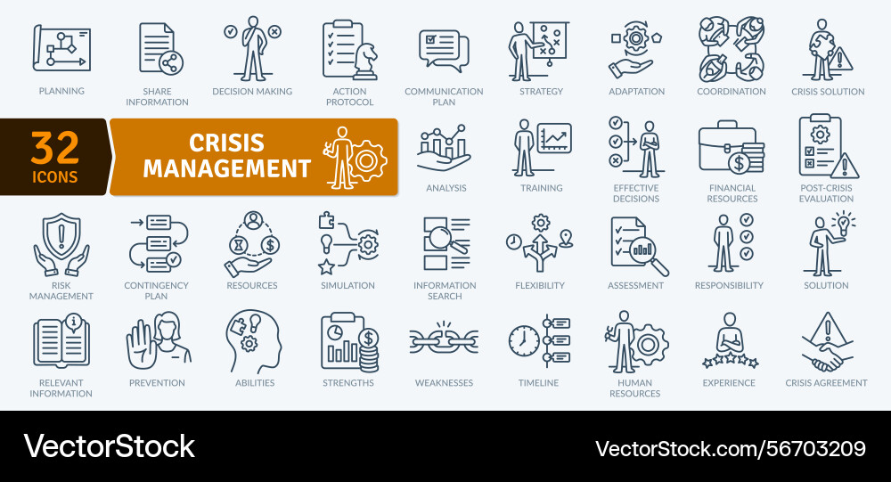 Crisis Management Icons - Emergency Response Vector Image