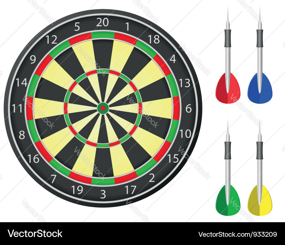 Darts board Royalty Free Vector Image - VectorStock
