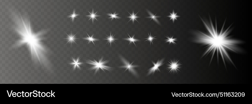 Glow isolated white transparent light effect set Vector Image