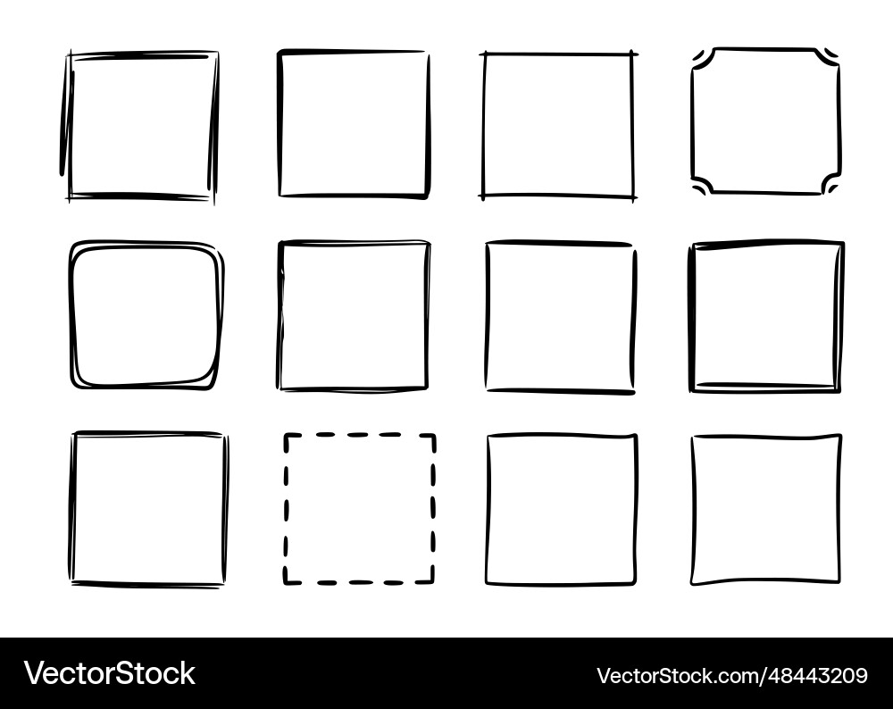 Hand drawn sketch frame simple doodle Royalty Free Vector