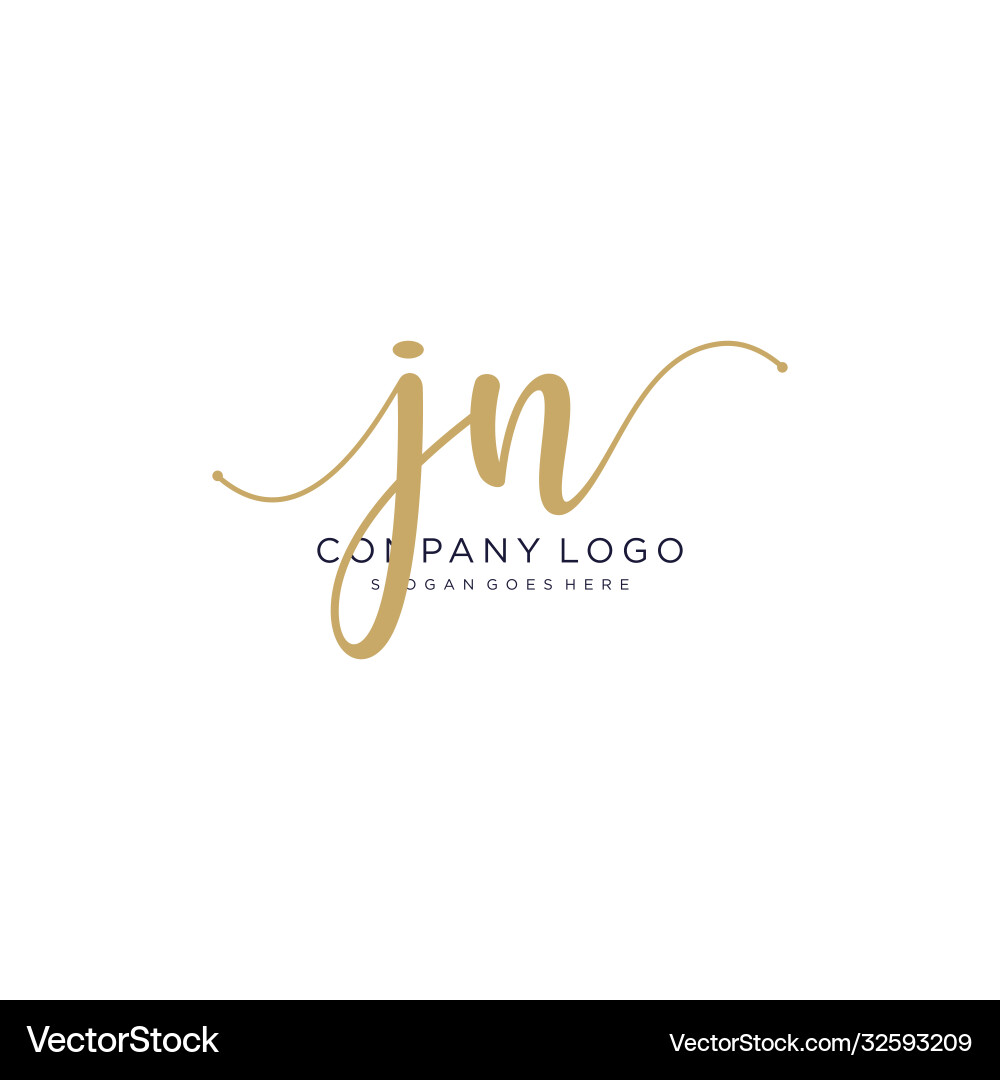 Jn initial handwriting logo design Royalty Free Vector Image