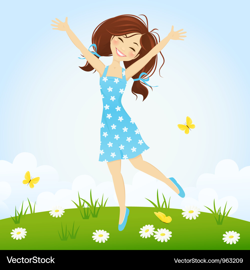 Jumping girl Royalty Free Vector Image - VectorStock