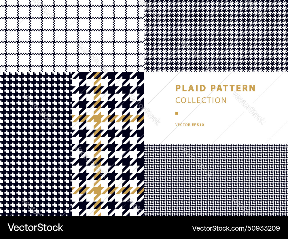 Plaid & Houndstooth Pattern Collection Vector Image