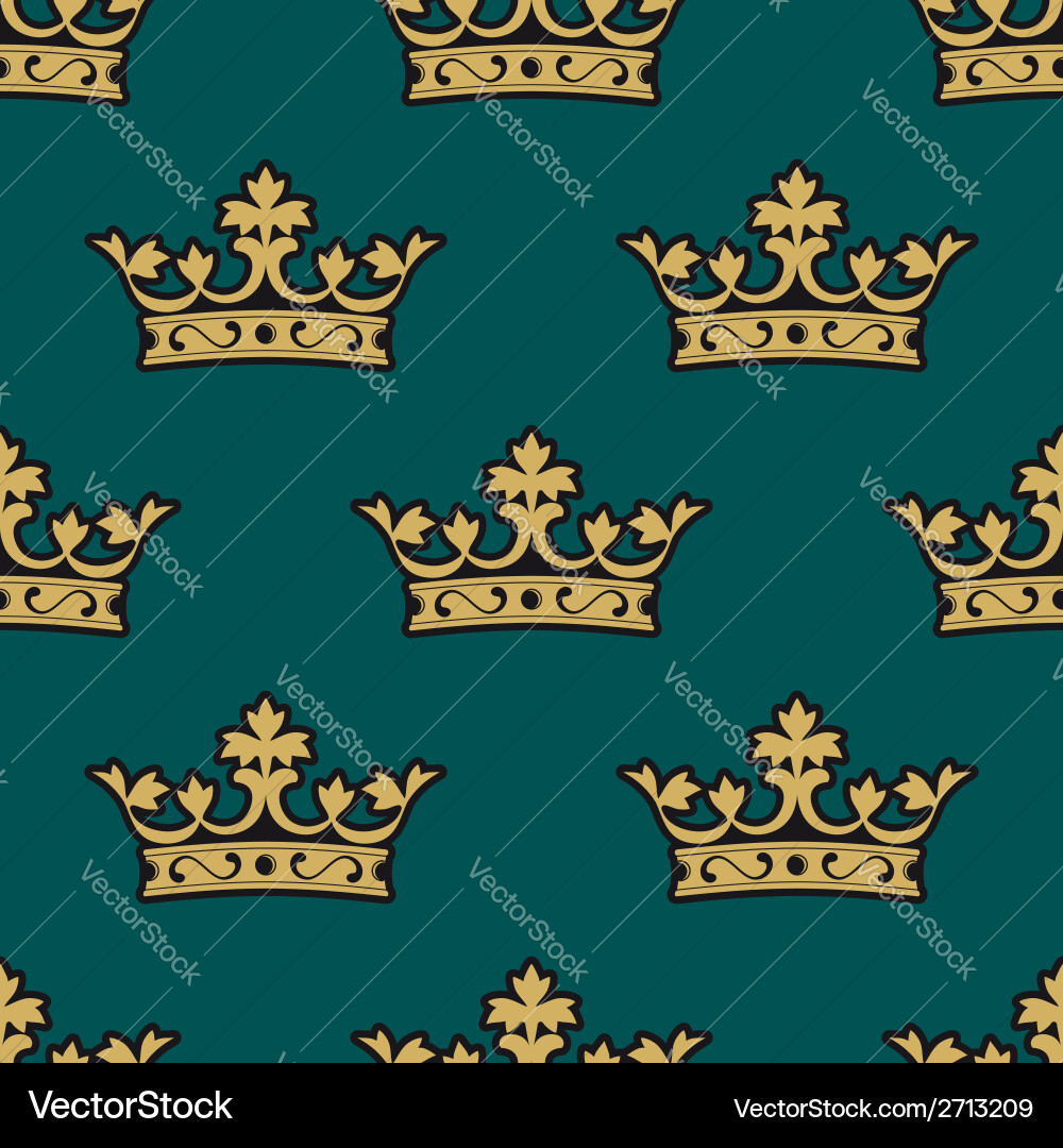 Royal seamless pattern with golden crowns Vector Image