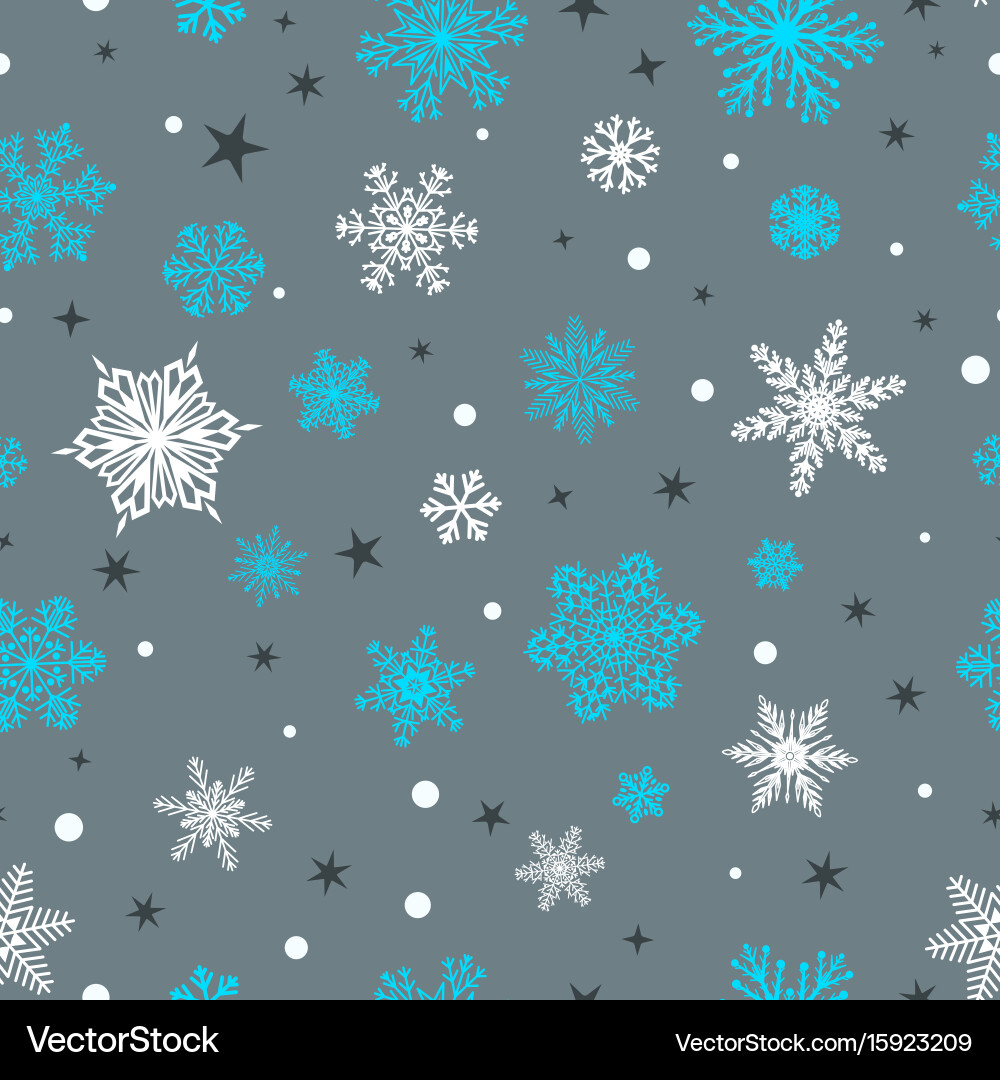 Seamless pattern of snowflakes white and blue Vector Image