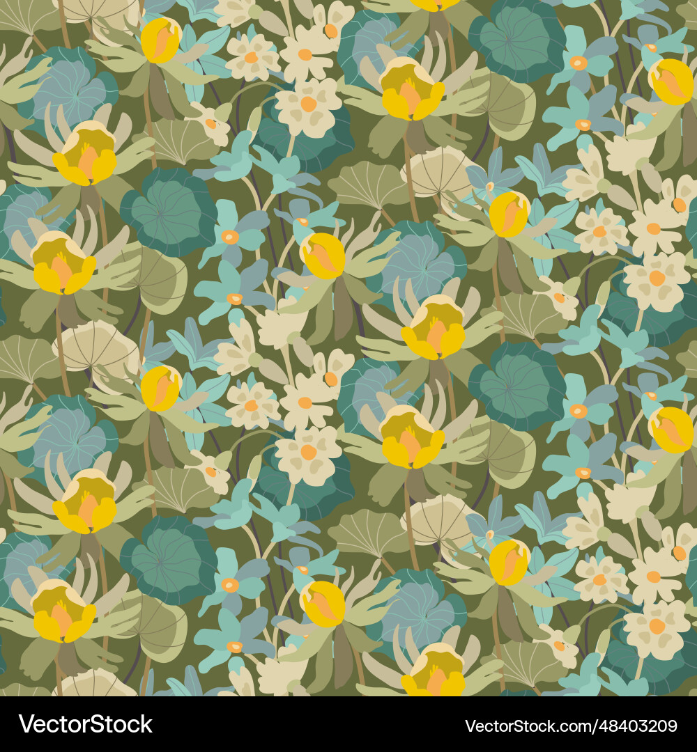 Seamless pattern with spring flowers Royalty Free Vector