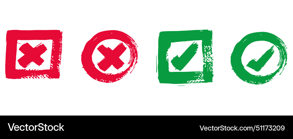 Tick check mark and cross-mark 2 Royalty Free Vector Image