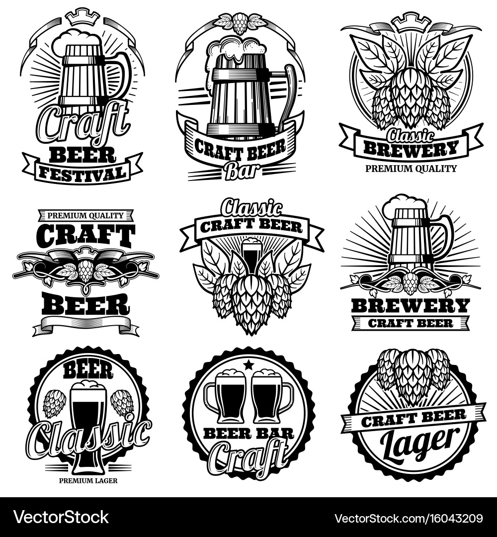 Vintage beer drink bar labels retro Royalty Free Vector