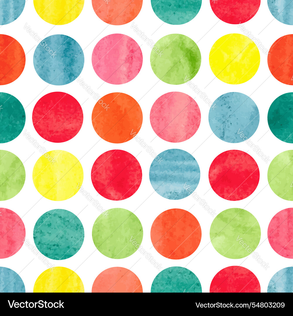 Watercolor colorful circles background polka dot Vector Image