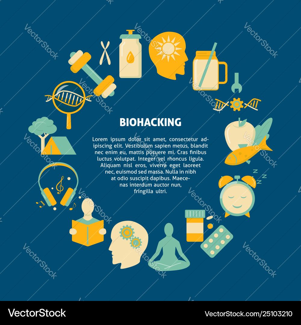 Biohacking Round Concept Banner Royalty Free Vector Image