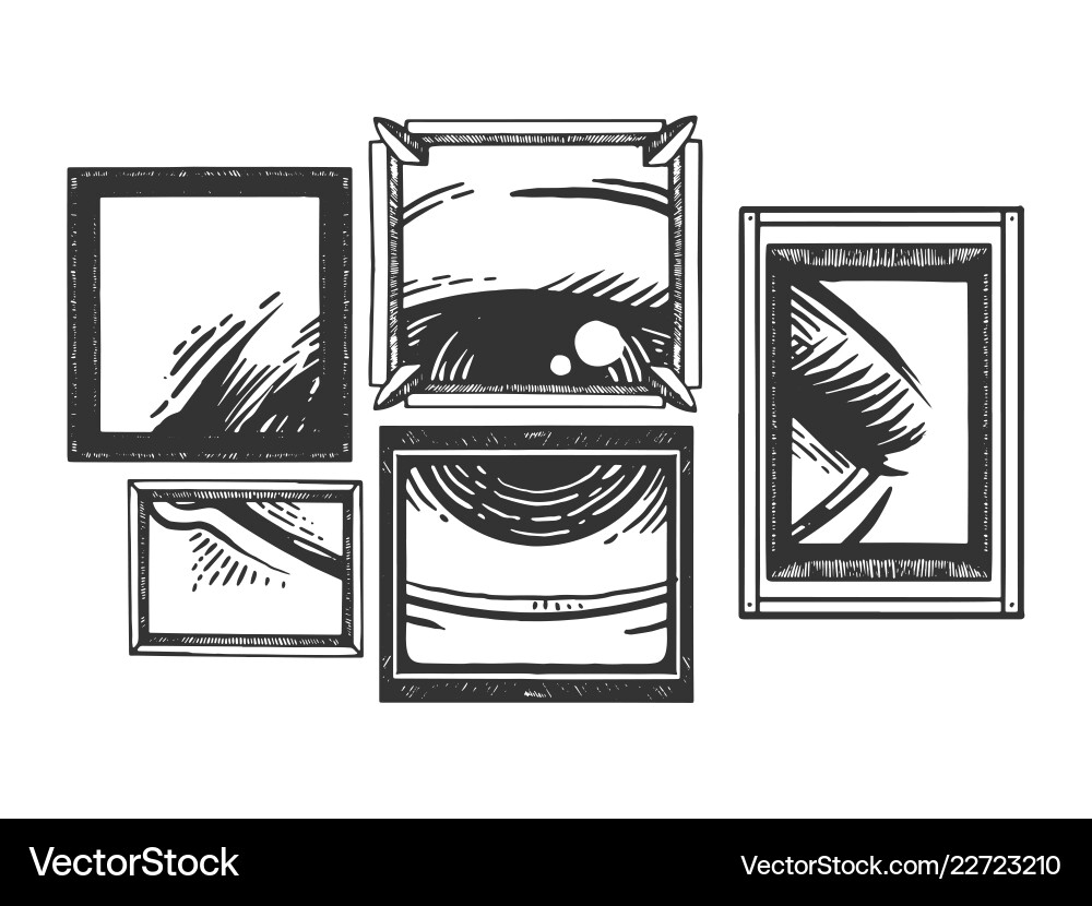 Eye in picture frame engraving Royalty Free Vector Image