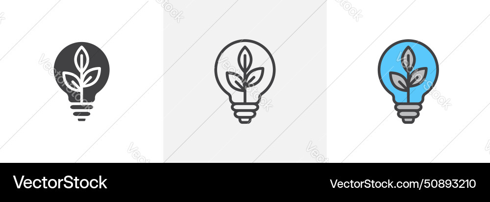 Lightbulb with leaf icon set green eco energy Vector Image