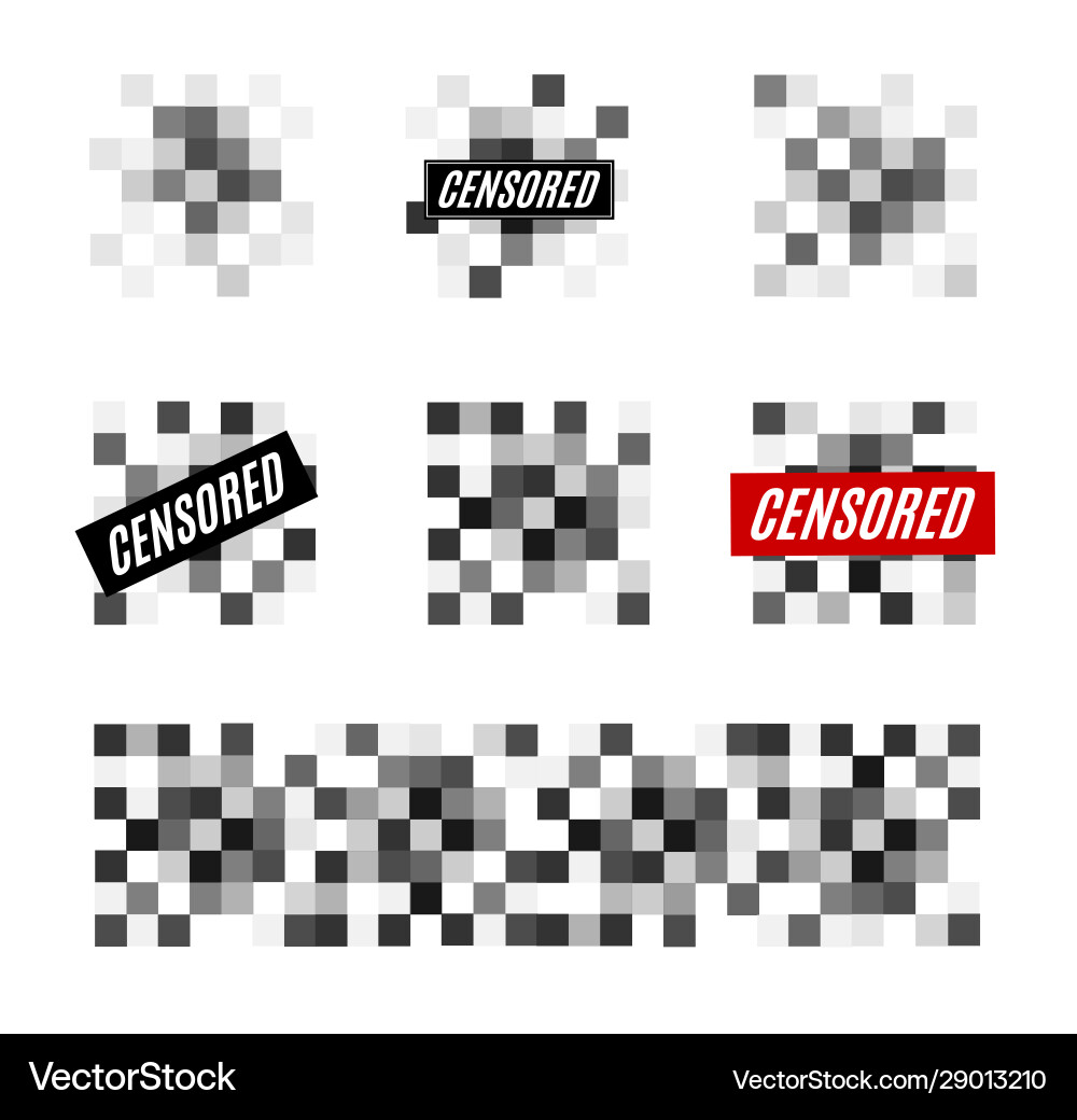 Pixel censored sign different types set Royalty Free Vector