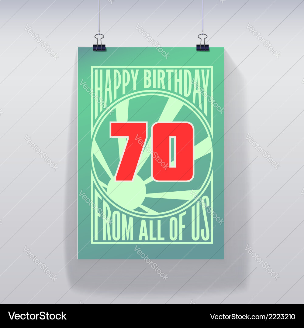 Retro 70th Birthday Poster Royalty Free Vector Image