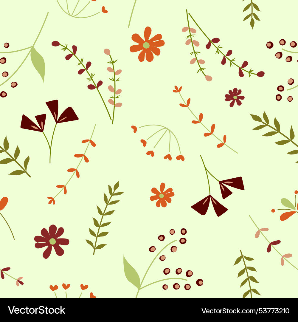 Simple flat autumn flower pattern seamless floral Vector Image