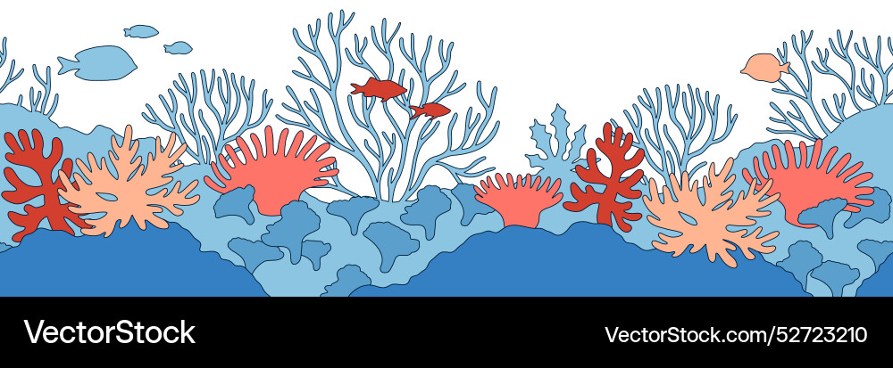 Underwater landscape cute seamless border Vector Image