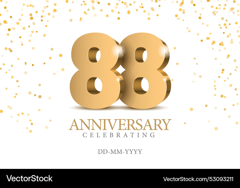 Anniversary 88 gold 3d numbers Royalty Free Vector Image
