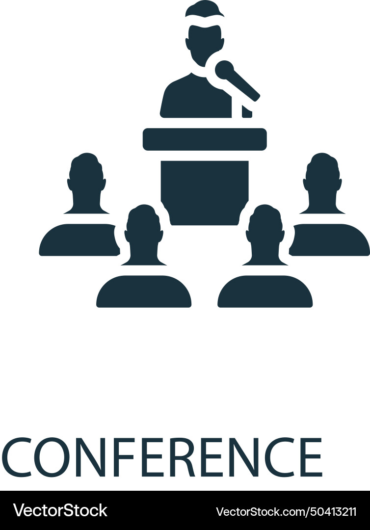 Conference icon monochrome simple sign from Vector Image