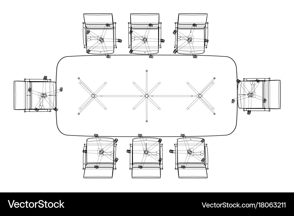 Conference table with chairs in sketch style Vector Image