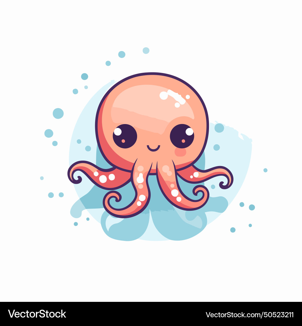 Cute cartoon octopus isolated on white background Vector Image