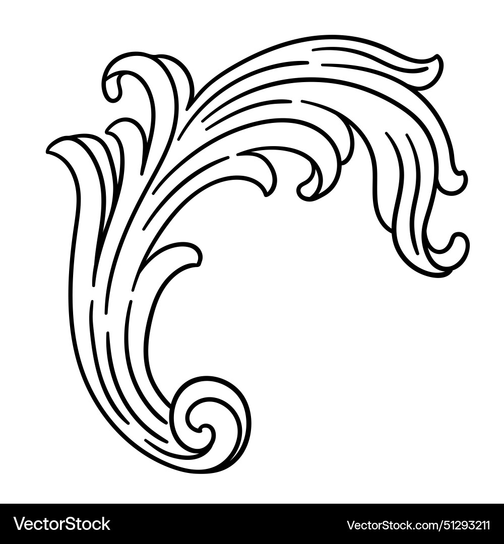 Floral element in baroque style decorative Vector Image